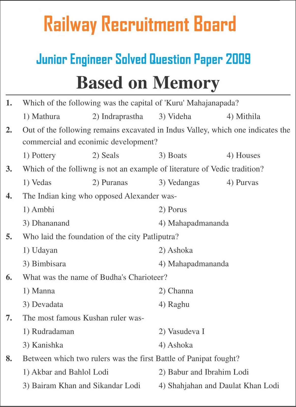 RRB JE PREVIOUS YEAR PAPER JE SOLVED QUESTION PAPER