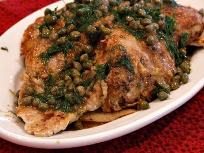 Delightful Nourishment: veal scallops with capers, vermouth and dill