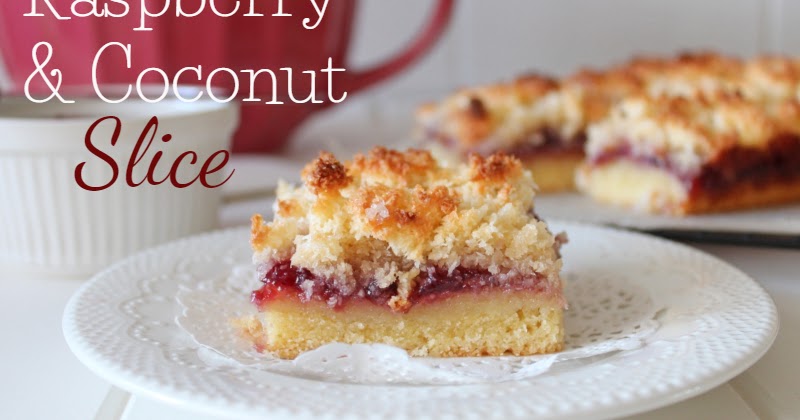 Raspberry and Coconut Slice - Threadbare Creations