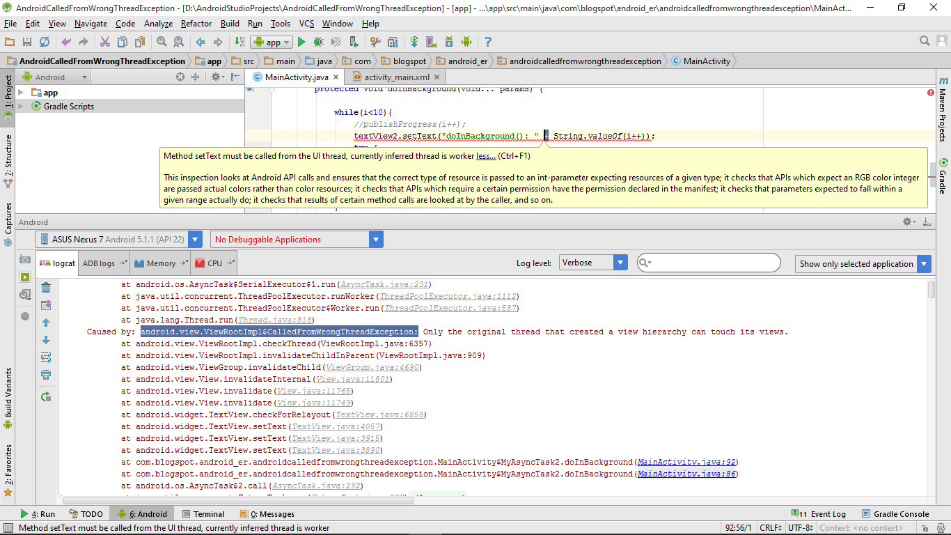 Android-er: Prevent CalledFromWrongThreadException