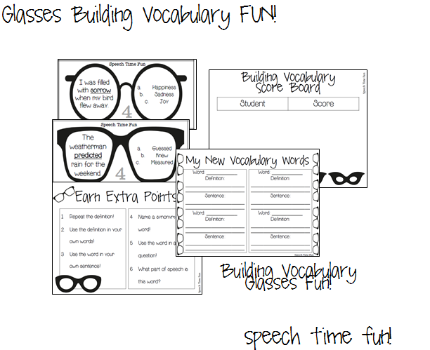Reading Comprehension Stories: Glasses Building Vocabulary FUN!