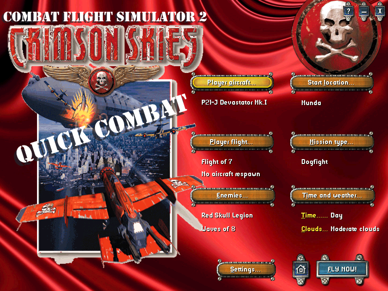 BlackJack's Hangar: Crimson Skies splash screens & menus in CFS2
