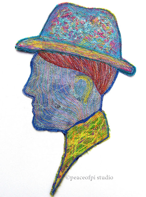 peaceofpi studio: Man with a Hat Silhouette Thread Art