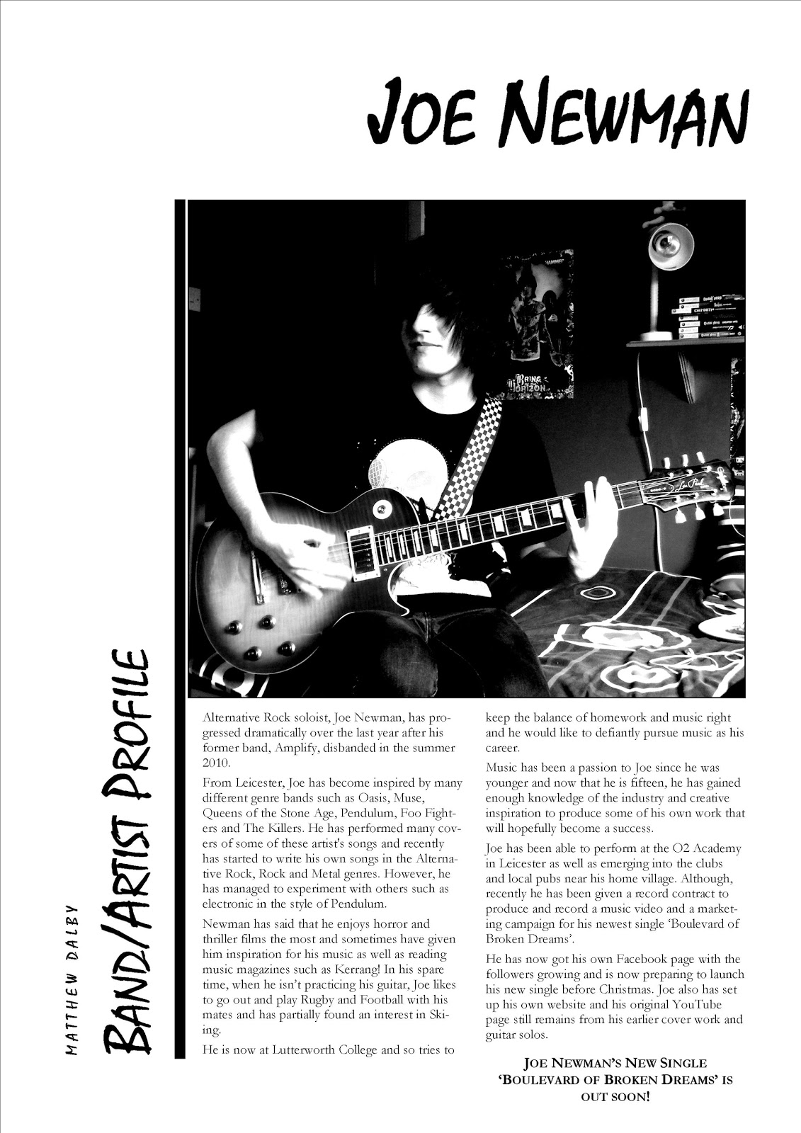Matthew Dalby A2 Coursework: Artist/Musician Profile - Joe Newman ...