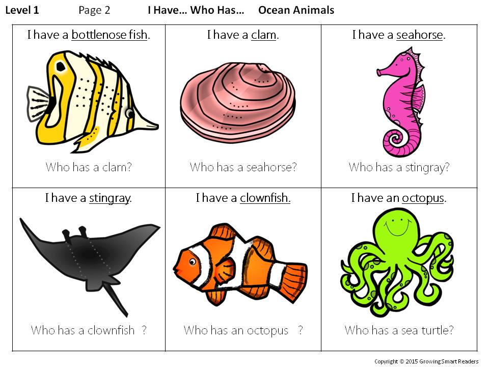 Growing Smart Readers: Ocean Animals Language Arts Packet