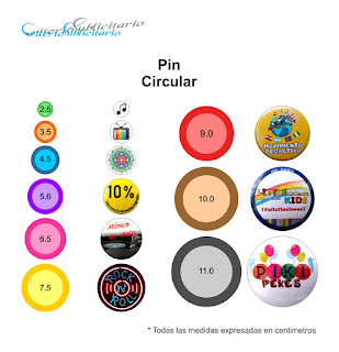 CRITERIO PUBLICITARIO: Pines desde 2.5 hasta 11 cms