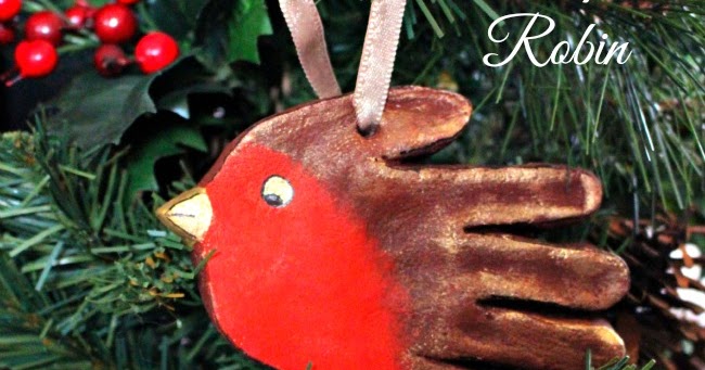 Salt Dough Handprint Ornament Robin Craft - Messy Little Monster