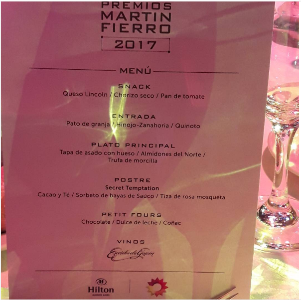 La ventana indiscreta de julia: Martín Fierro 2017: imágenes del menú