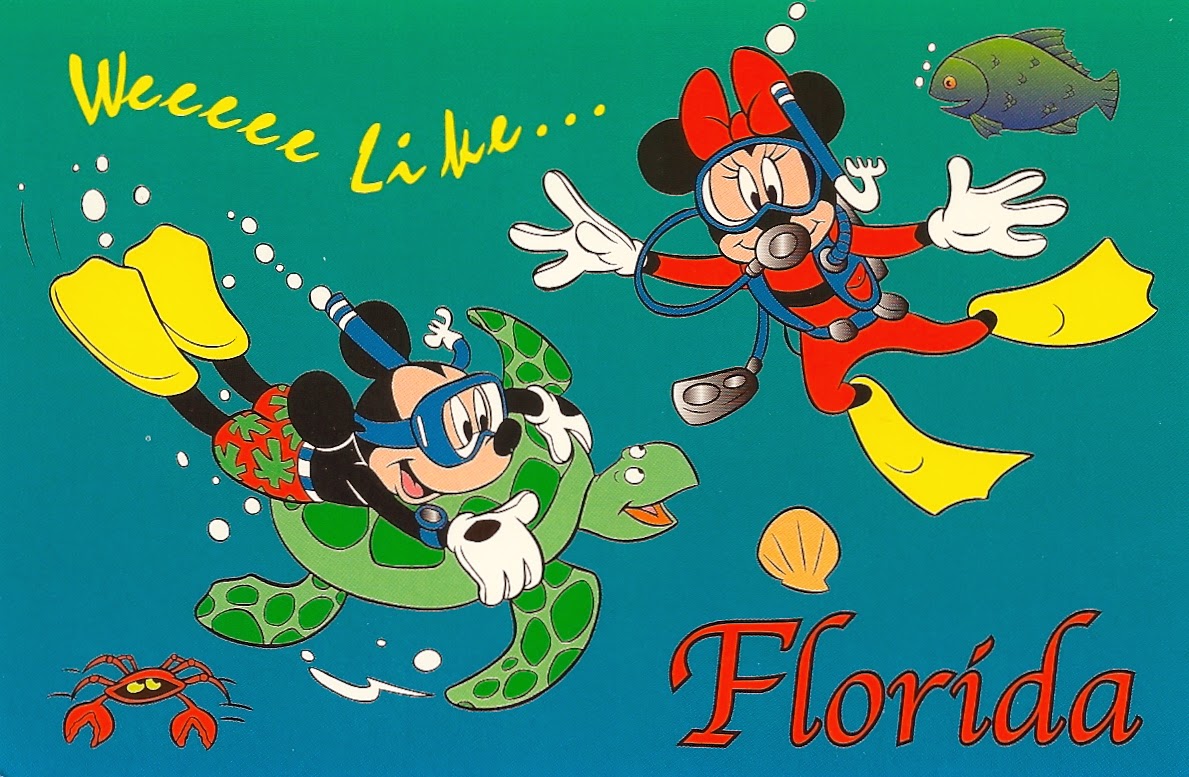 My Favorite Animal Postcards: Mickey and Minnie Mouse Scuba Diving