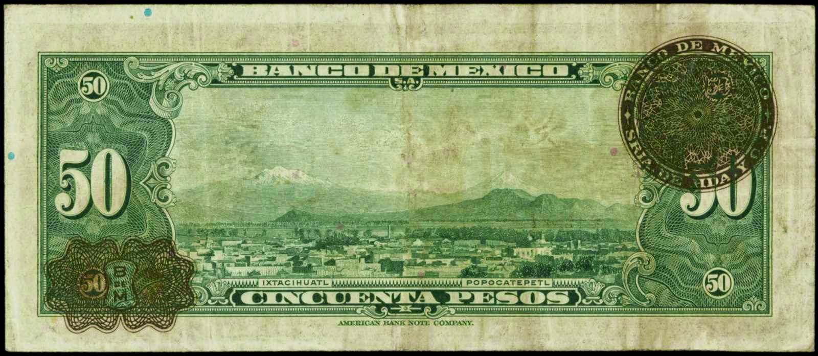 Mexico 50 Pesos Banknote 1937 Banco De Mexico World Banknotes Coins