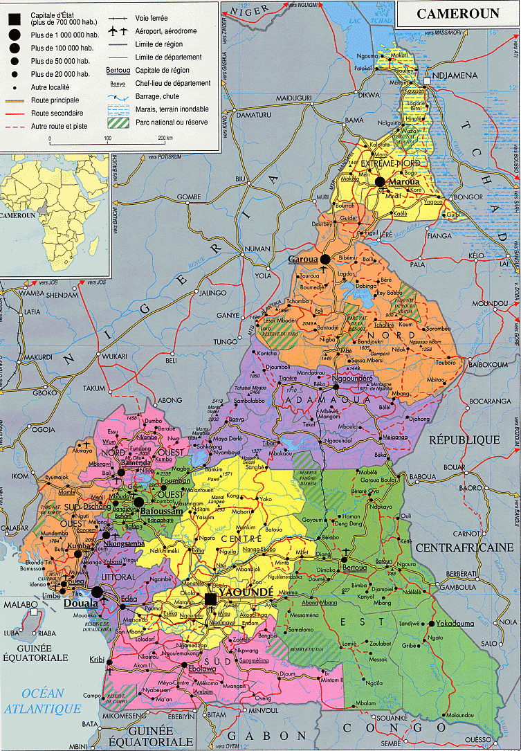 Cameroun - Geografiske Kort over Cameroun ~ Klima Naturali™