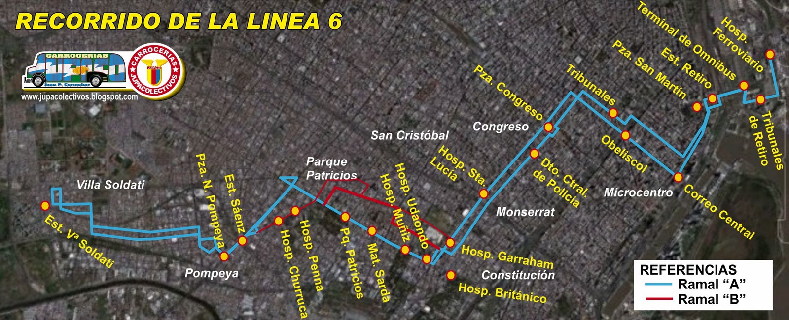 Recorridos de colectivos: Linea 6 de Capital Federal