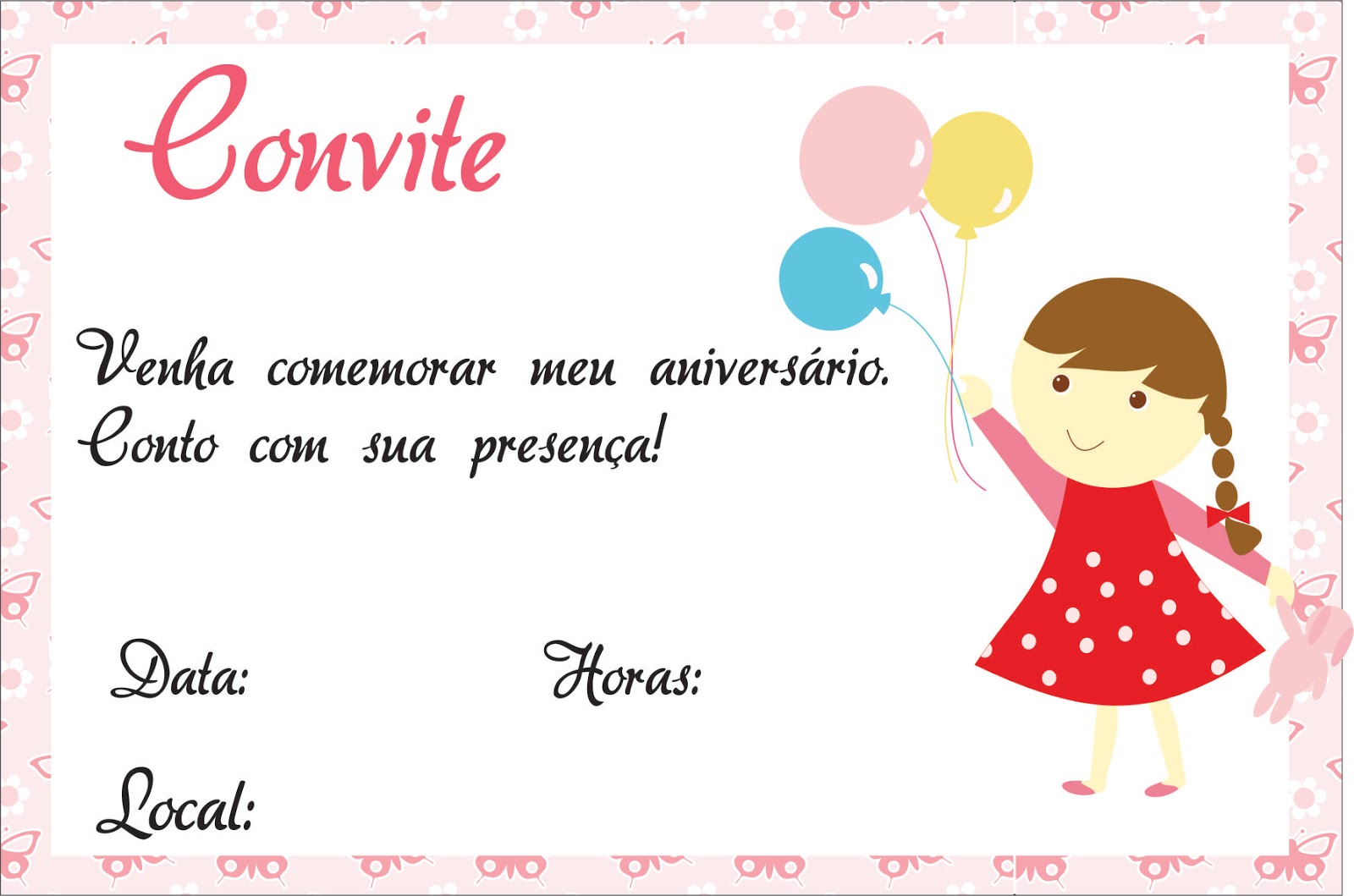 Convite de aniversário infantil
