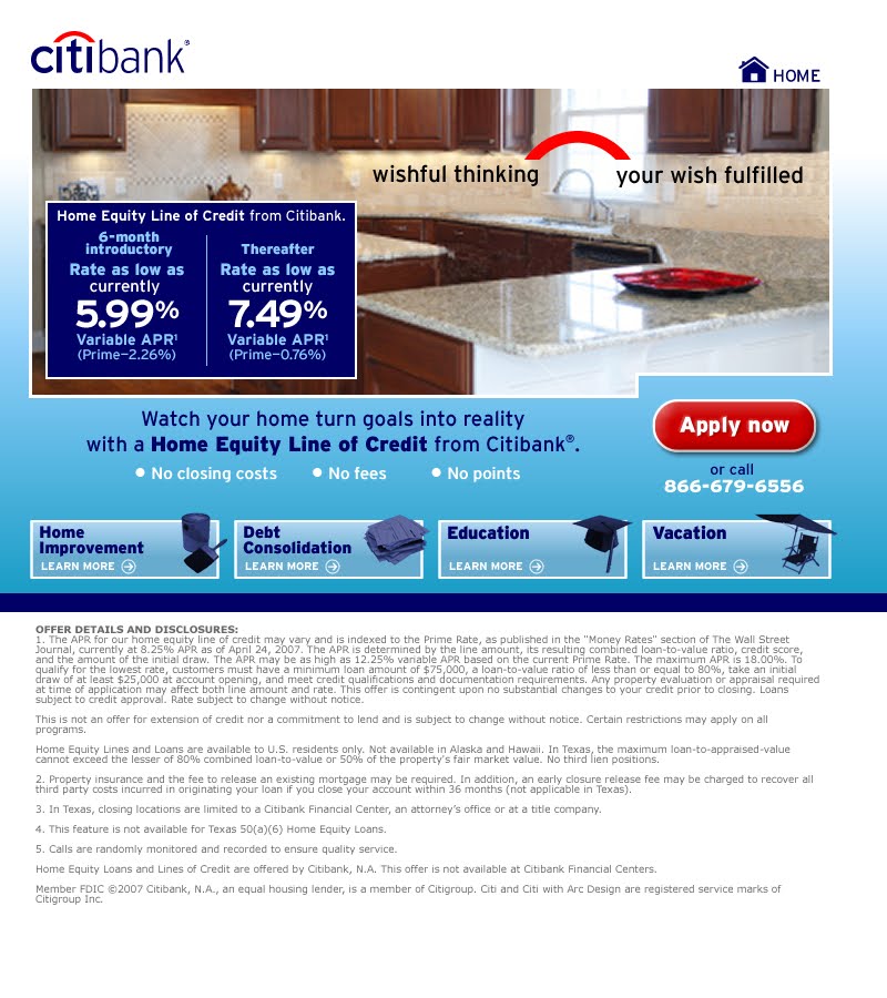 Home Equity Line Of Credit - Citi Home Equity Line Of Credit - City ...