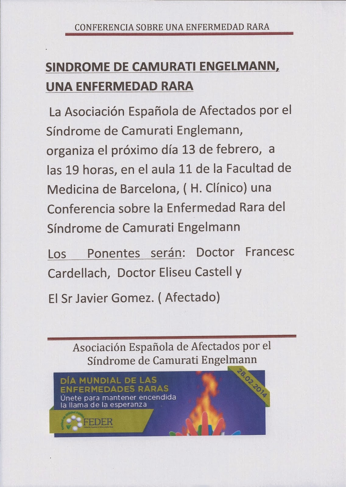 Camurati-Engelmann España: enero 2014