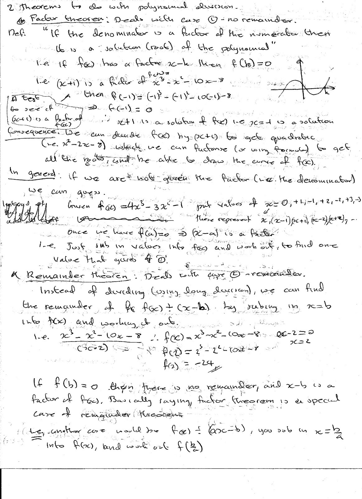 A Level Maths Notes: Polynomials - Division