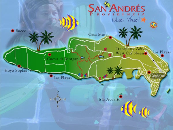 SAN ANDRES ISLAS: mapa de la isla