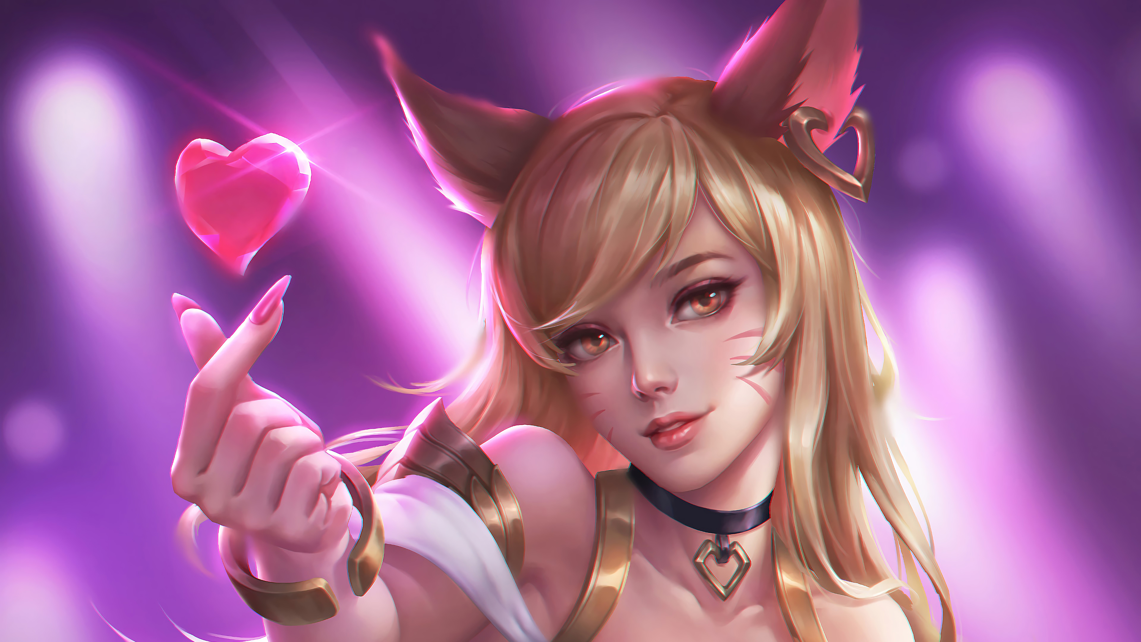 K/DA Ahri, Heart, LoL, 4K, #30 Wallpaper iPhone Phone