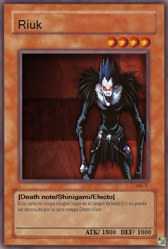 Cartas anime tipo yu-gi-oh: Death note cartas