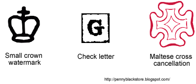 The Penny Black Stamp Store: Watermarks, Check letters and Cancellations