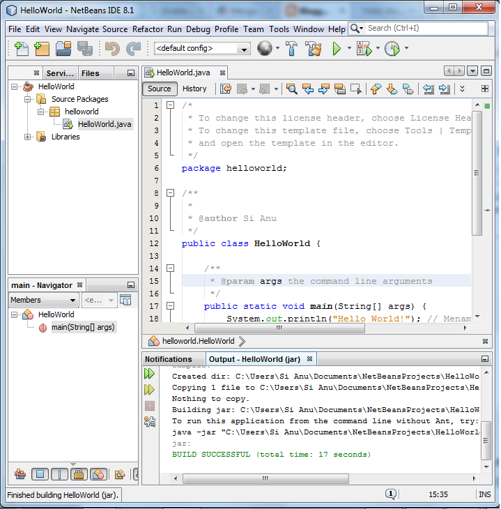 Program pertama di Netbeans Java | AnimePum