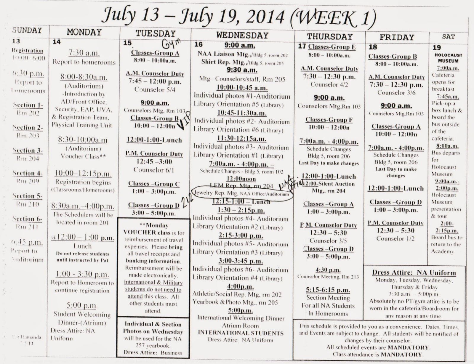 FBI NATIONAL ACADEMY - FBINA by James R. Carlino: Actual Schedules ...