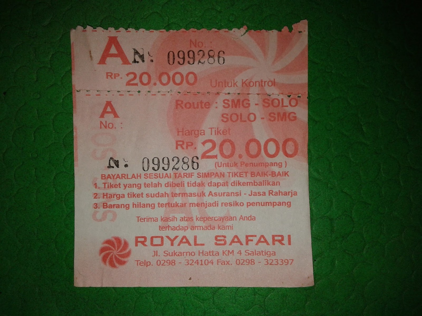 Caper Touring "One Stop Journey": Koleksi Karcis Bus