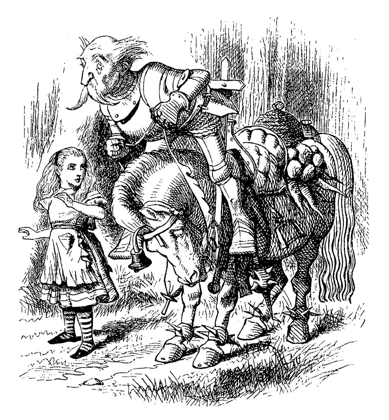 Digital Stamp Design: Vintage White Knight Alice Illustrations Through ...