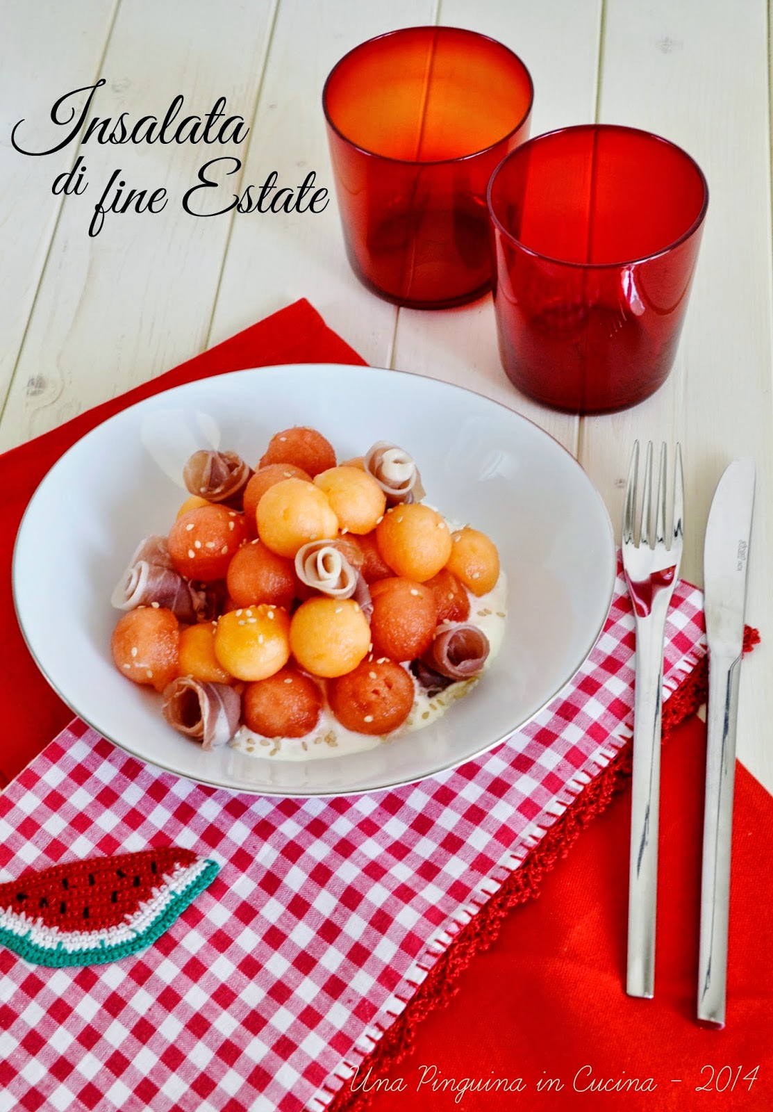 Una Pinguina in Cucina: Insalata di anguria, melone, stracciatella e ...