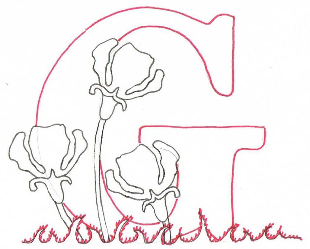 Creative Doodling with Judy West: Stencilled Flower Alphabet