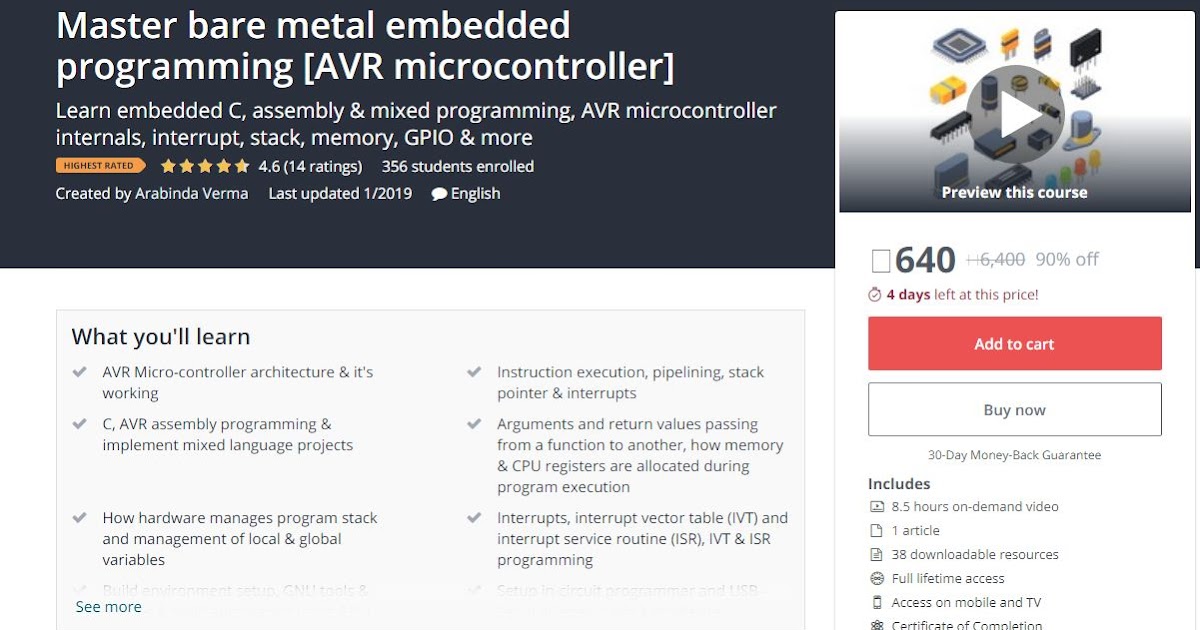 Embedded Systems course in Udemy (by Arabinda Verma)