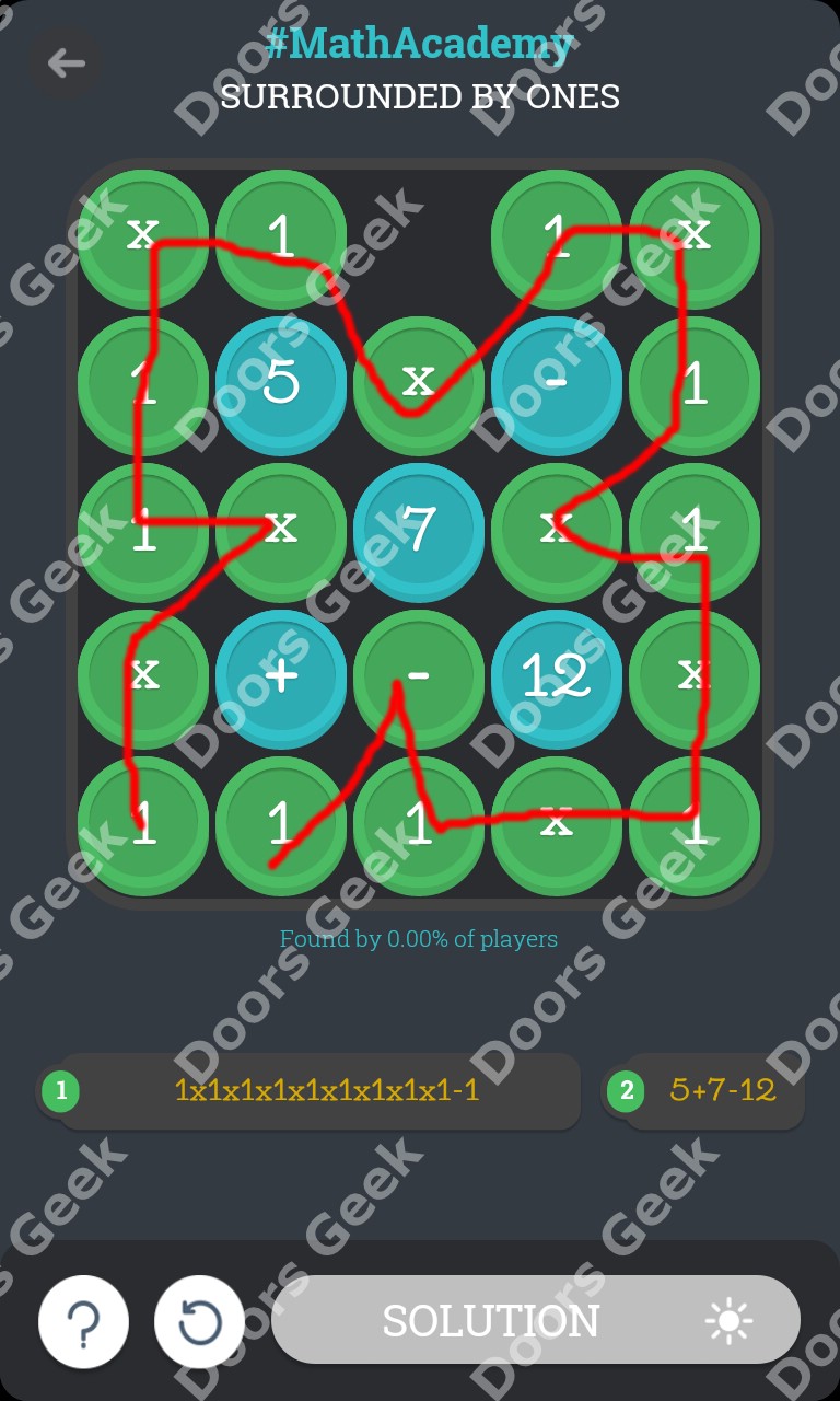 Math Academy "Surrounded by ones" Solution/Answers ~ Doors Geek