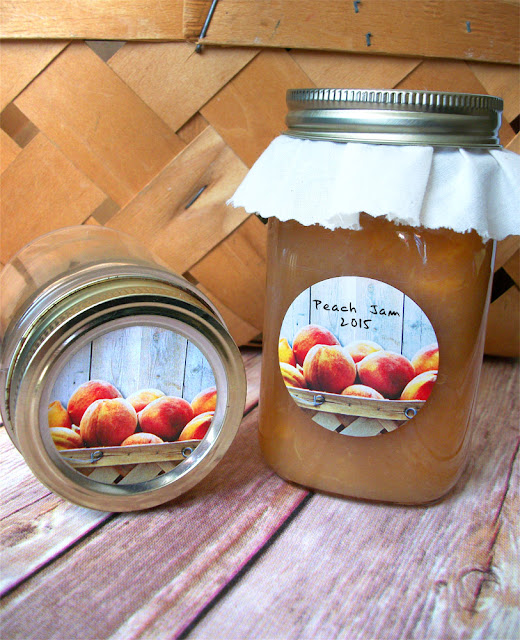 Colorful Adhesive Canning Jar Labels: Peach Jam Canning Jar Labels