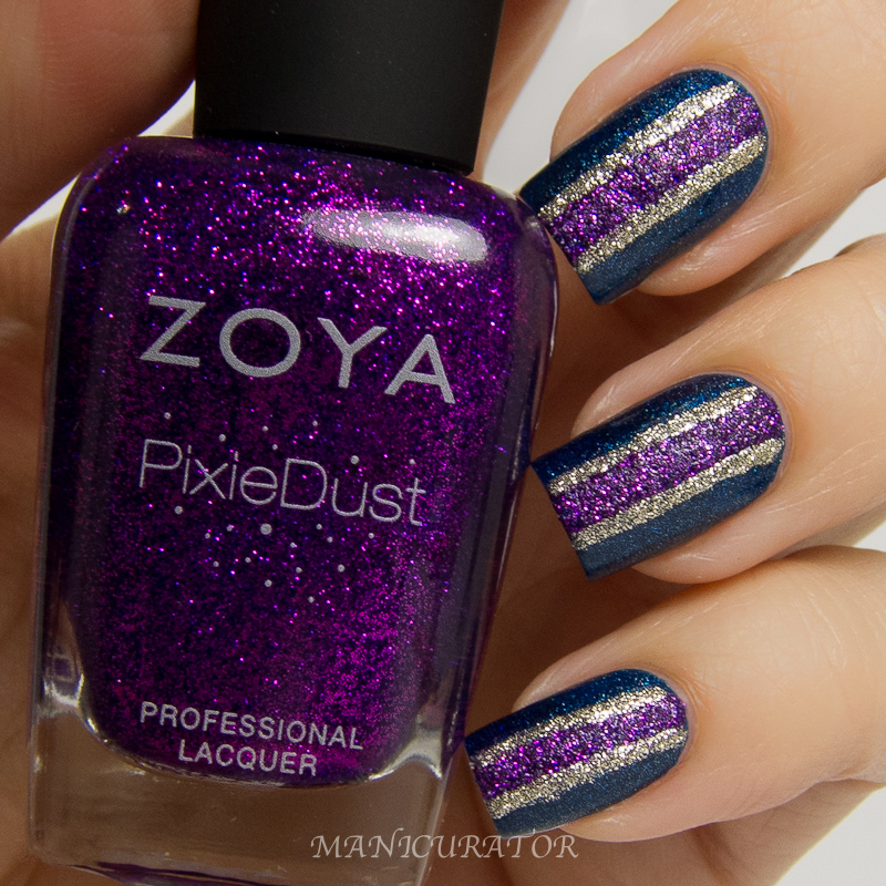 Zoya PixieDust Carter and Tomoko with Smitten Polish Bifrost Freehand ...