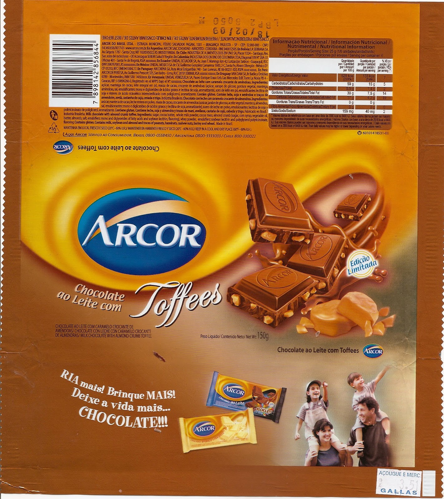 EMBALAGENS DE CHOCOLATE: Chocolates ARCOR