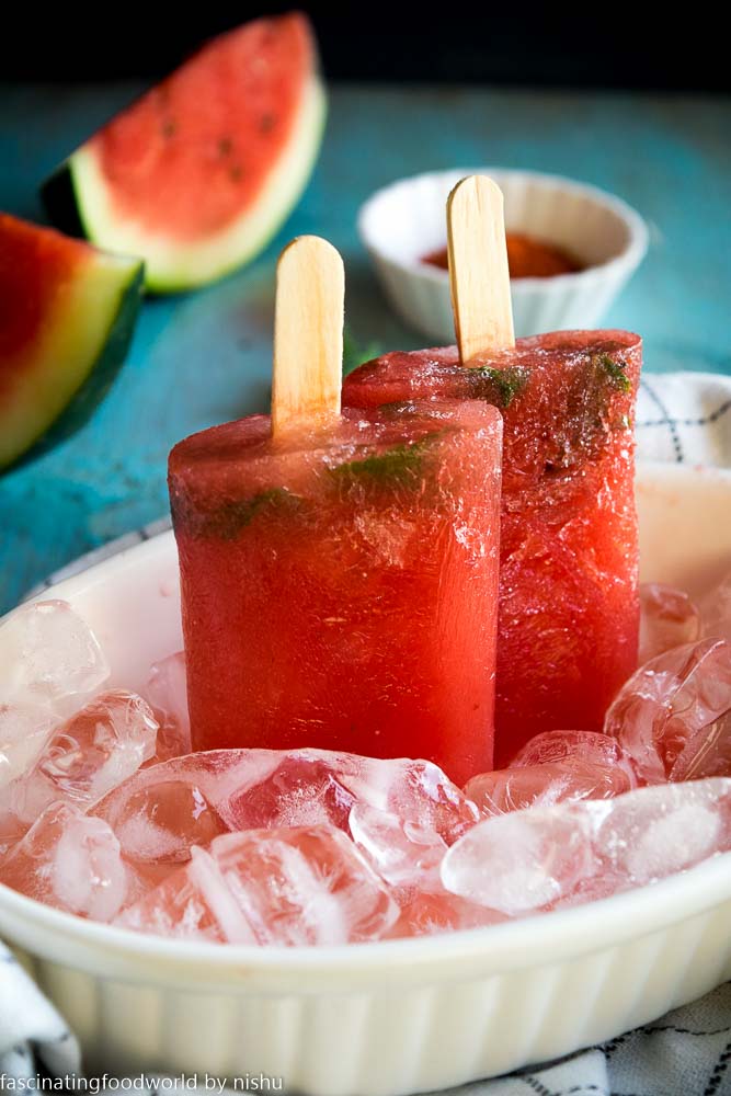 Spicy watermelon popsicles