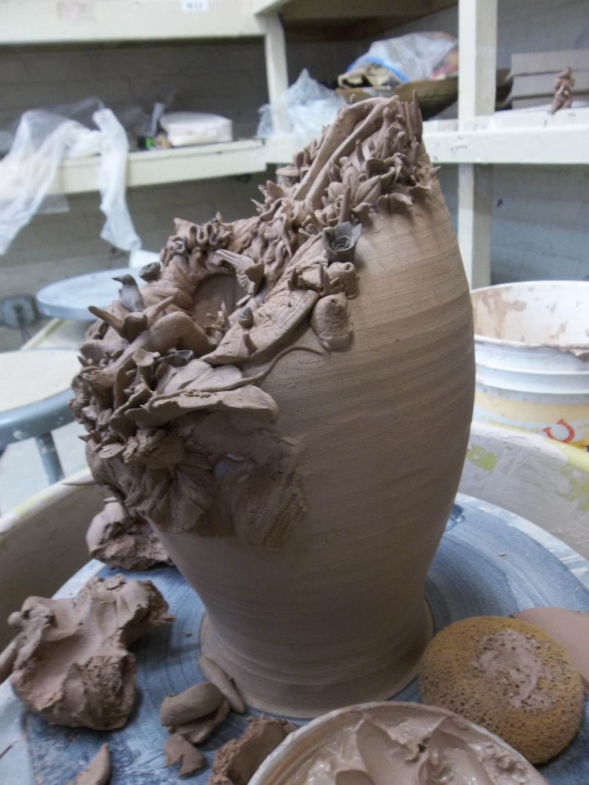 The Butterfly People : Wheel Thrown, encrusted, sculpted, pottery