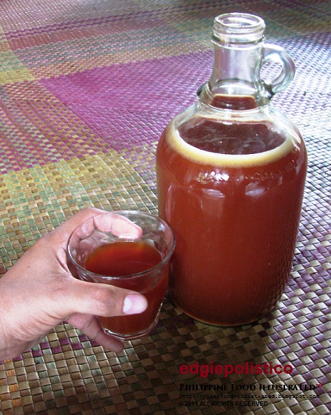 Philippine Food Illustrated: tuba (red coconut wine)