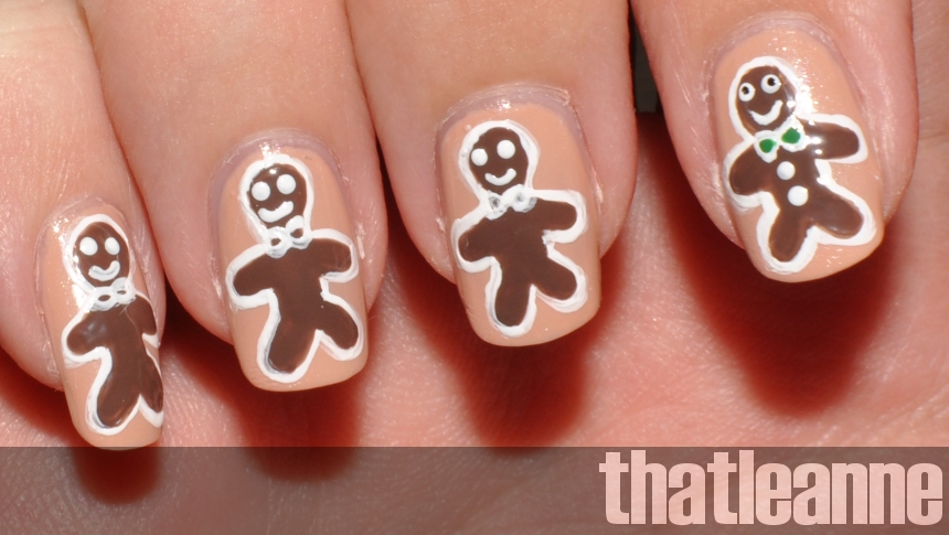 thatleanne: Choccy Gingerbread Men Nail Art!