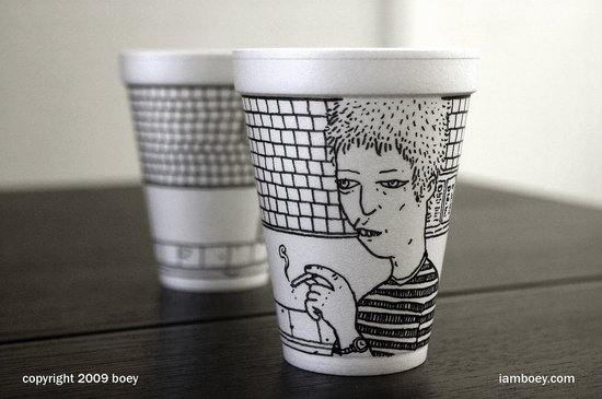 Gelas Styrofoam Dengan Lukisan Indah | Gosip Gambar