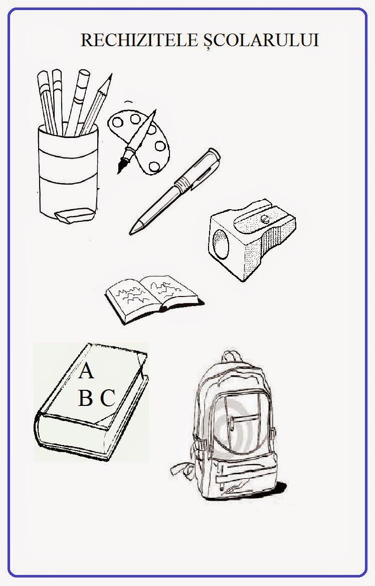 Lumea lui Scolarel...: Rechizitele școlarului (de colorat)