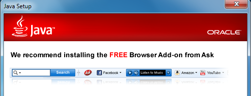 marxy's musing on technology: Install Ask toolbar - are you kidding Oracle?