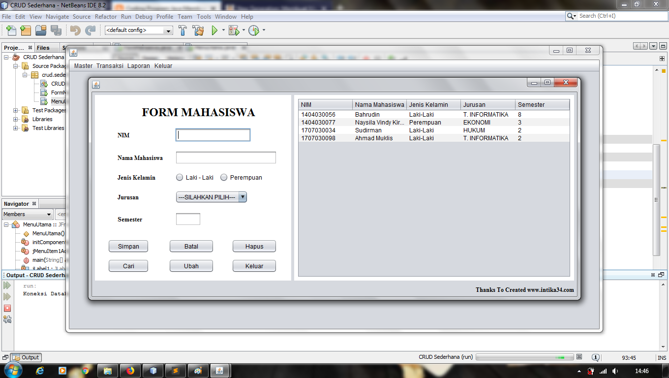 Tutorial Membuat Menu Utama Dengan Java Netbeans