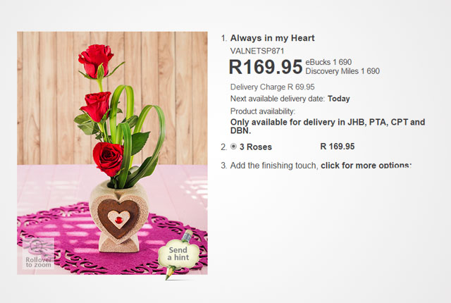 Netflorist Valentine’s Day deals in South Africa