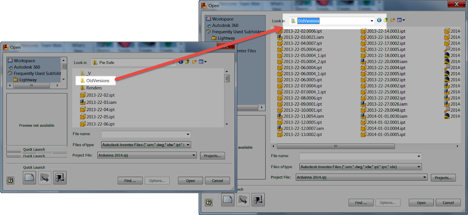 Example of the OldVersions Folder