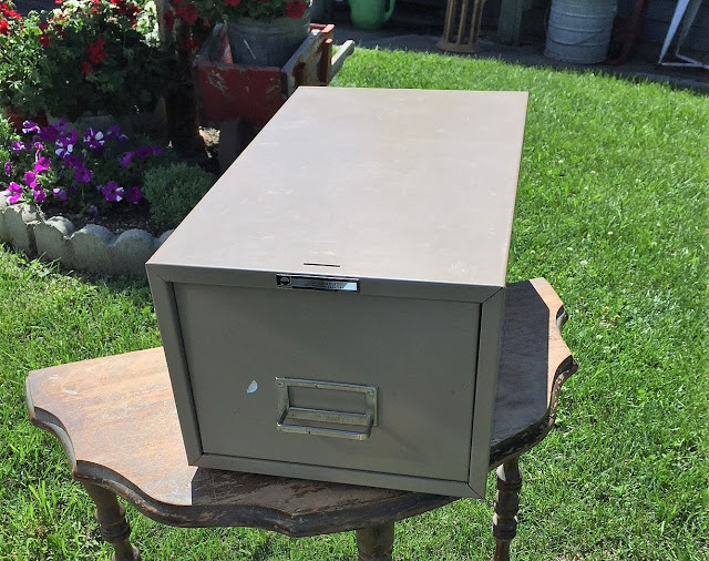 Upcycled and Repurposed Garage Sale Metal Card File - Organized Clutter