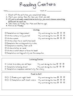 Table Talk with C and C: Reading Centers Checklist & Rubrics