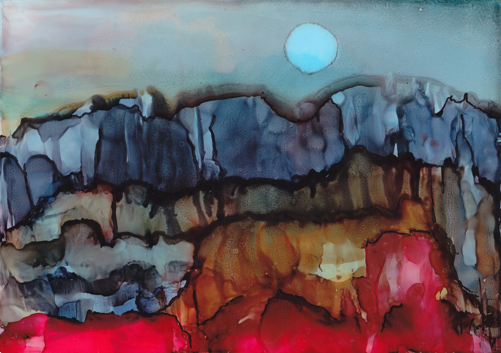 Kittys art and crafts: Landscapes in alcohol ink