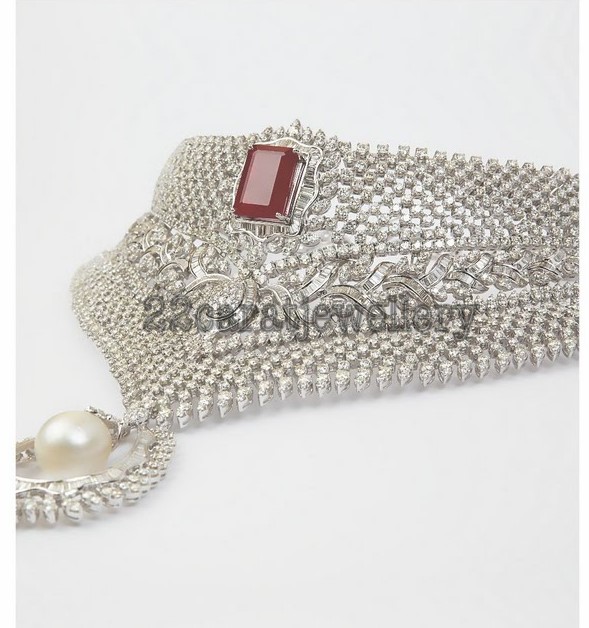 Heavy Diamond Bridal Necklaces Complete Set - Jewellery Designs