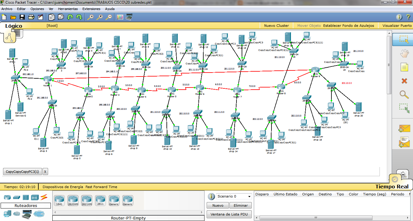 Creación de sub redes en cisco packtracer